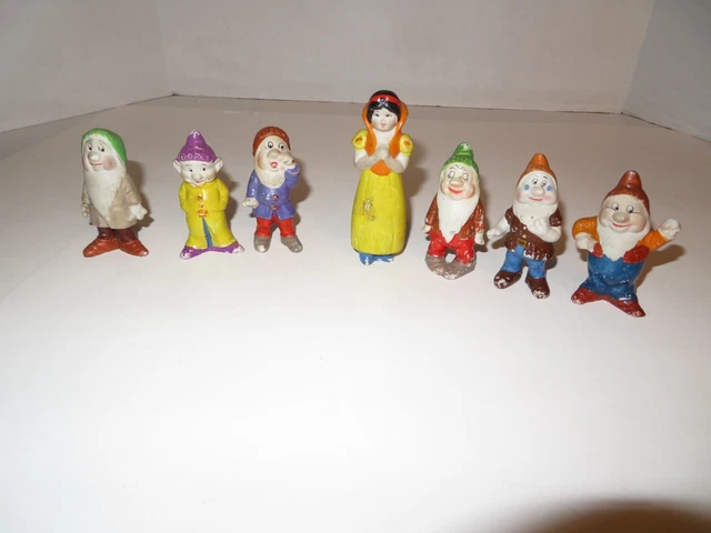 VINTAGE 1930S WALT Disney Painted Bisque Snow White & Dwarfs Figures ...