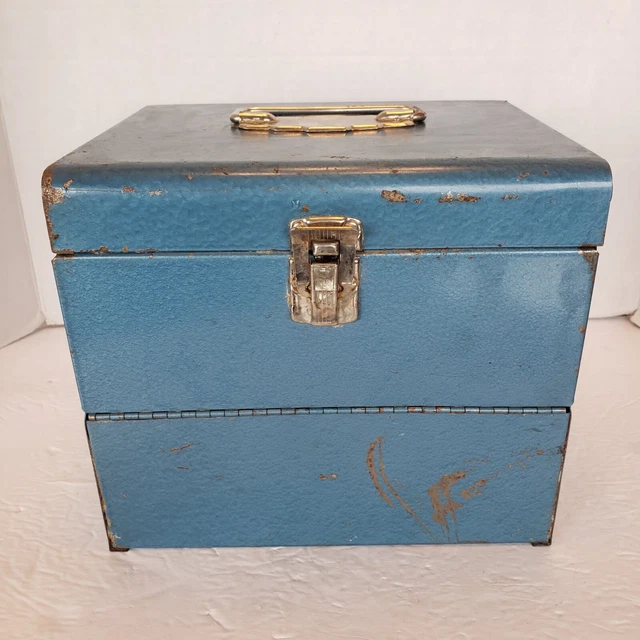 VINTAGE METAL 8MM Film Reel Box Storage Case 12 Slot Blue $21.95 - PicClick