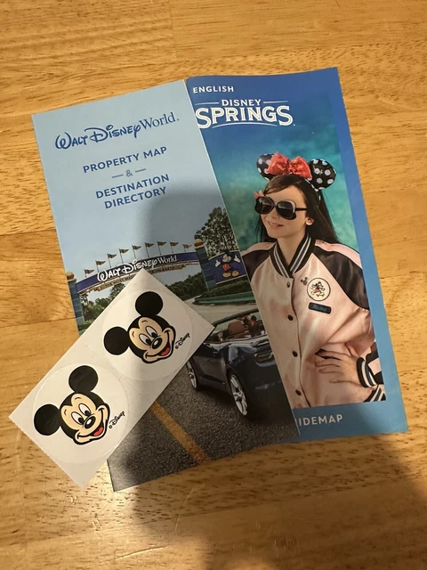 WALT DISNEY WORLD Springs Map & Guide 2024 Set Plus Mickey Stickers BN ...