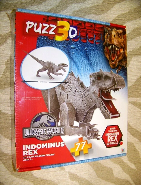 JURASSIC WORLD INDOMINUS Rex 3D Foam Backed Puzzle Milton Bradley New ...