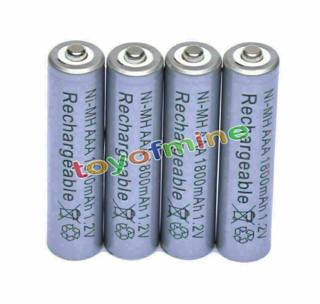 4X AAA 1800MAH 1.2V Ni-MH Rechargeable battery 3A Grey Cell for MP3 RC ...