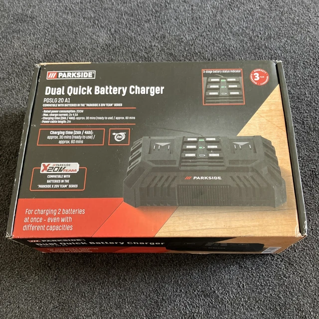 PARKSIDE DUAL QUICK Battery Charger 20V PDSLG 20 A1 Max Charge 2x4.5A £ ...