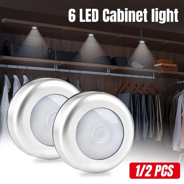 2 PACK UNDER Cabinet Lights LED Puck Lights Closet Cupboard Lights £9. ...