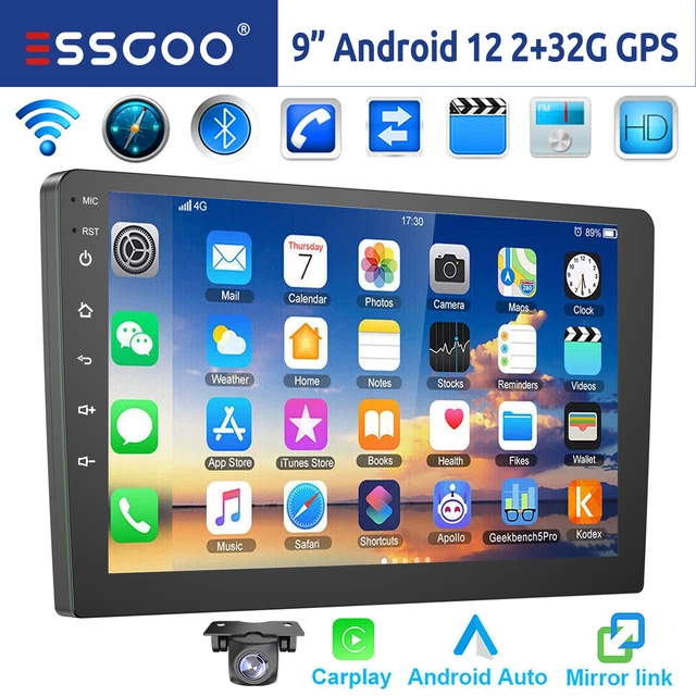 AUTORADIO 2 DIN Carplay Android 12 2+32G Bluetooth GPS Navi RDS WIFI USB + Appareil photo EUR 75 ...