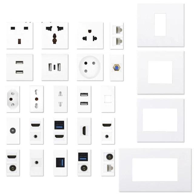 RJ45 POWER SOCKETS HDMI Data USB Ports Modular DIY Wall Embedded Power ...