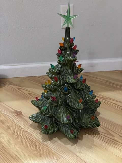VINTAGE ATLANTIC MOLD Ceramic 60’s 70’s Christmas Tree Green 13” NO ...