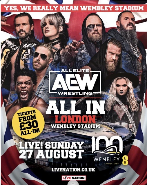 AEW ALL ELITE Wrestling Advert Poster Wembley London Newspaper Ad 14x11 ...