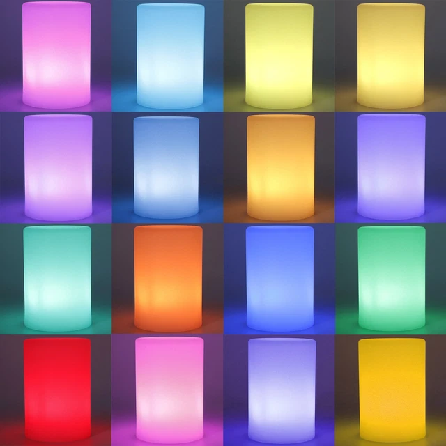 RGB CYLINDRICAL LAMP LED 16-Color Remote Control Night Light For Bar ...