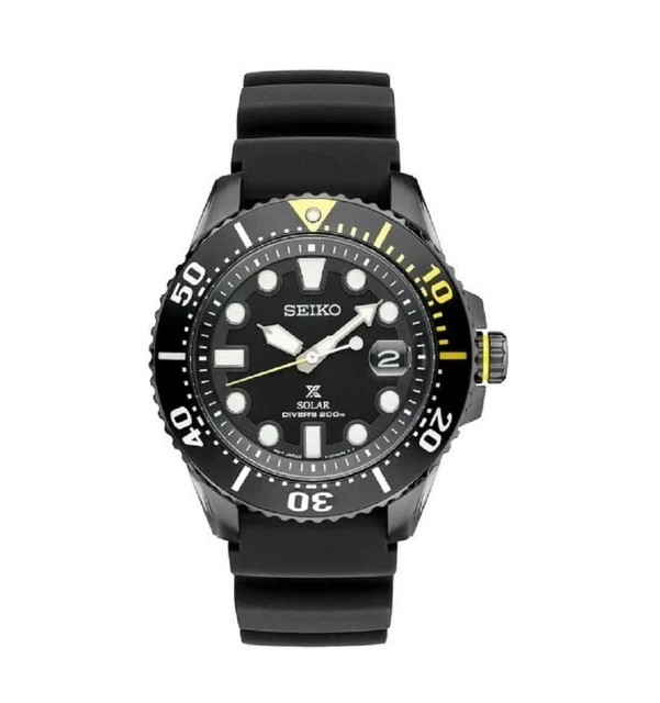 SEIKO PROSPEX SOLAR QUARTZ DIVER 200m SNE441 BLACK STEEL MENS WATCH £ ...
