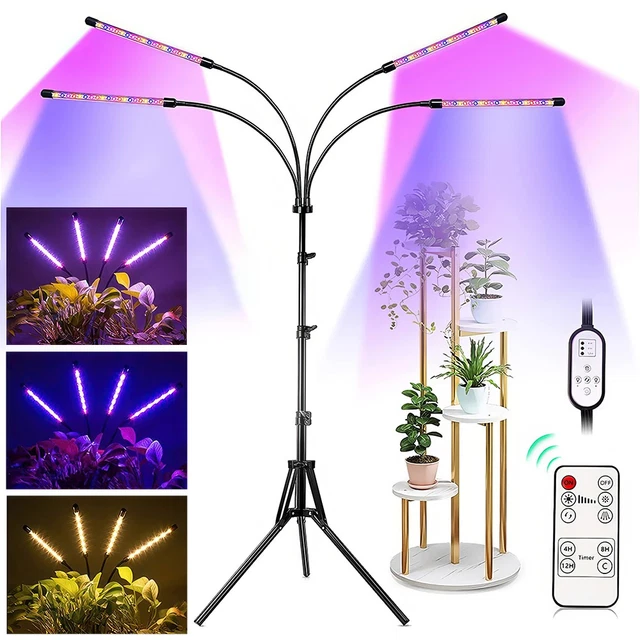 HOUSEPLANT GROWTH LIGHT Full Spectrum Adjustable Tripod Plant Light ...