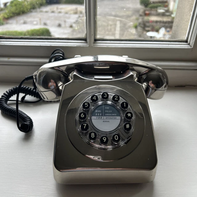 WOLF AND WILD Vintage Style Push Button Silver Telephone £12.50 ...