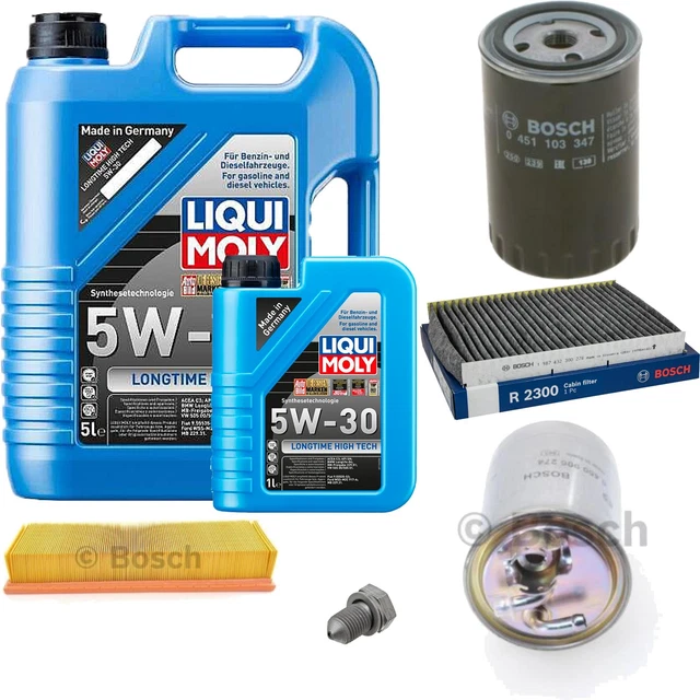 BOSCH INSPEKTIONSPAKET 6L Liqui Moly Longtime High Tech 5W-30 für VW ...