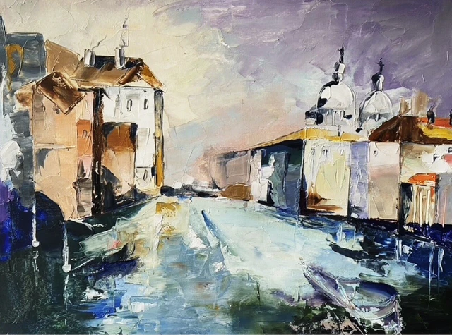 OIL PAINTING ITALY Original Art Venice Painting Grand Canal Abstract ...