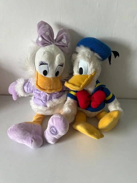 DISNEY STORE DAISY Duck in Winter Coat and Vintage Donald Duck Soft Toy ...