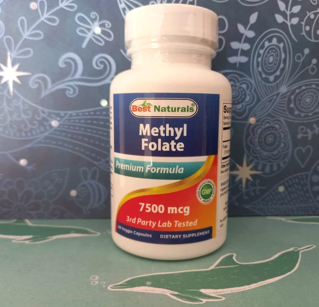 BEST NATURALS METHYL Folate Premium Formula 7500 Mcg 60 Veggie Capsules ...