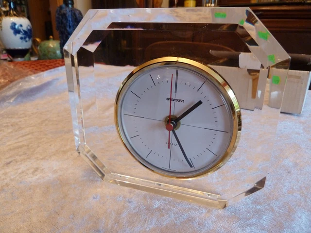 STAIGER SCHWERE TISCHUHR / Kaminuhr Acrylglas 70er o. 80er Jahre Quartz ...