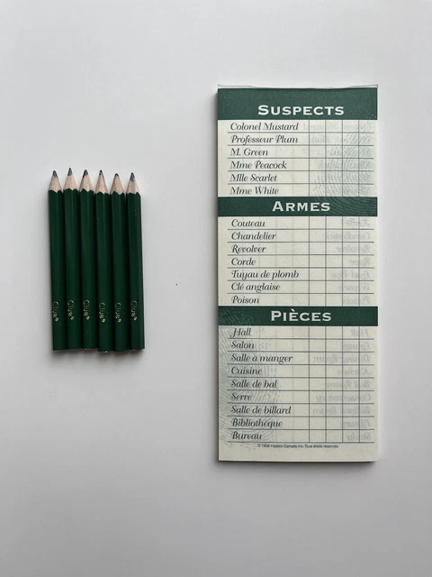 HASBRO CLUE 50TH Anniversary 1998 Replacement Pencils Notepad Writing ...
