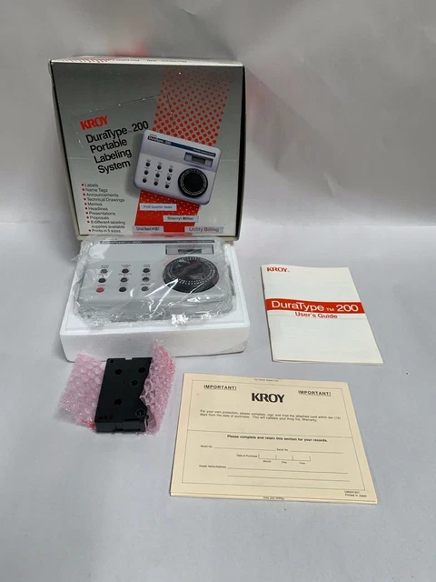 UNUSED VTG KROY DuraType 200 Portable Labeling System Machine Printer ...