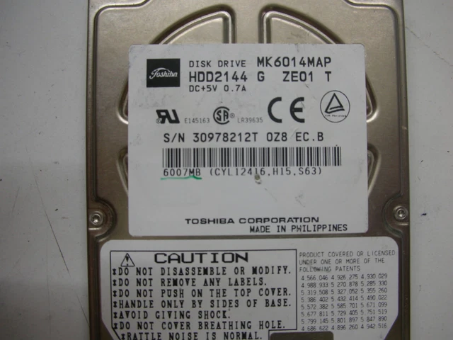 TOSHIBA 6007MB MK6014MAP FKN44B 2,5 " Ide EUR 10,30 - PicClick FR