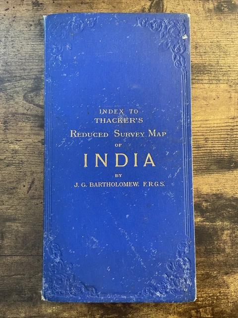 BARTHOLOMEW'S VINTAGE FOLD-OUT colour Map of India 1914 - Index To ...
