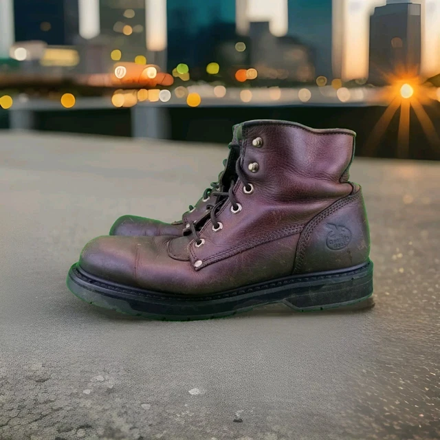 MENS 10M GEORGIA Boots Classic Brown Leather Lace up Soft Toe G6173 ...