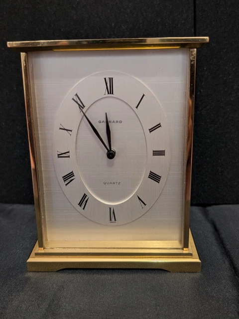 GARRARD SOLID BRASS Carriage Swiss Quartz Clock Working 1984s £73.52 ...