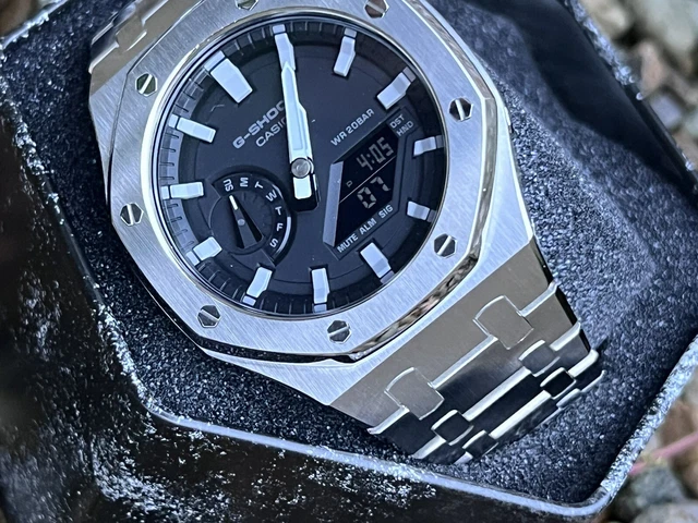 CASIO G-SHOCK GA-2100-1AER Custom Casioak Watch Full Metal Case and ...