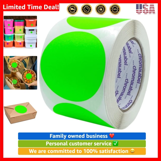 FLUORESCENT GREEN CIRCLE Stickers - 3-Inch, 500 Labels for Crafts ...