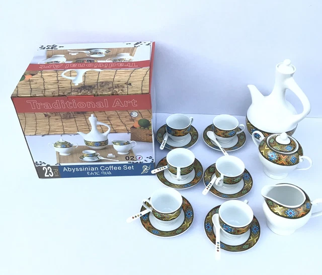 ETHIOPIAN / ERITREAN Coffee Cup Sets / Traditional Coffee Ceremony Set 23 PCS £46.12 - PicClick UK