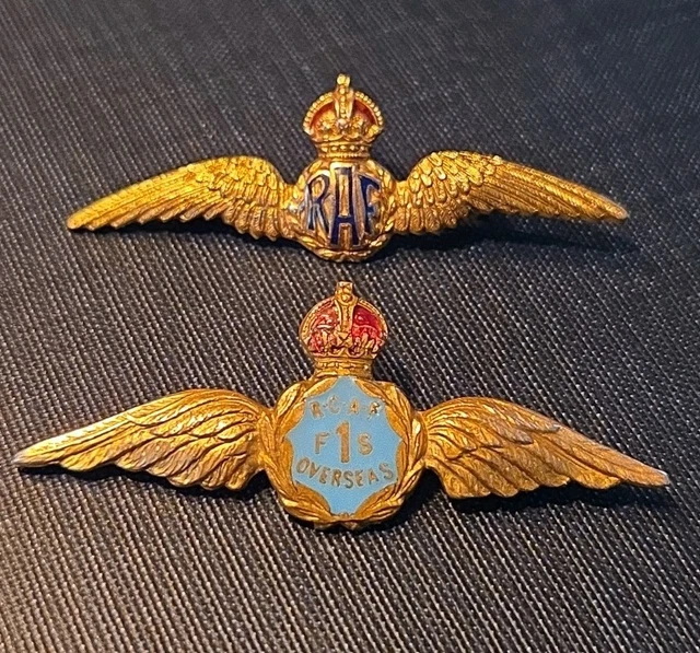 RARE RCAF 1ST FIGHTER SQUADRON OVERSEAS AND RAF 9 CARAT GOLD SWEETHEART ...