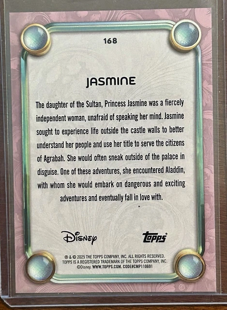 2025 TOPPS DISNEY Wonder Live Action Princess Jasmine SP #168 $26.42 ...