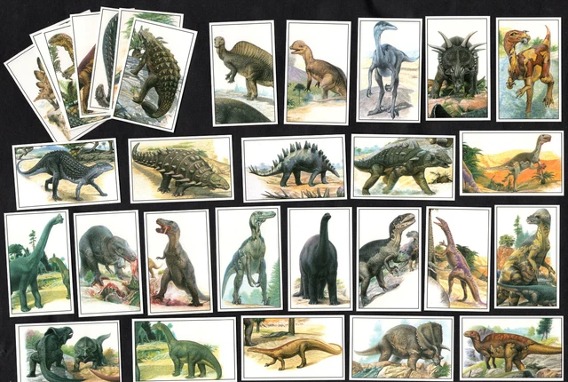 DINOSAURS &amp; PREHISTORIC Animals Jacobs Biscuits 1994 Complete 30 Card ...