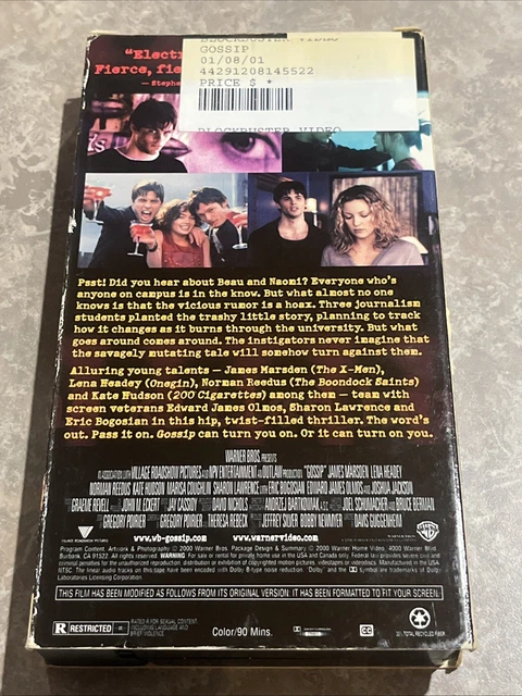 GOSSIP VHS JAMES Marsden Joshua Jackson Kate Hudson ***BLOCKBUSTER ...