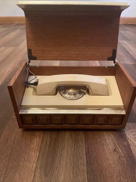 VINTAGE WESTERN ELECTRIC Rotary Dial Telephone Wood Box MCM Executive Desk Phone £70.02 ...