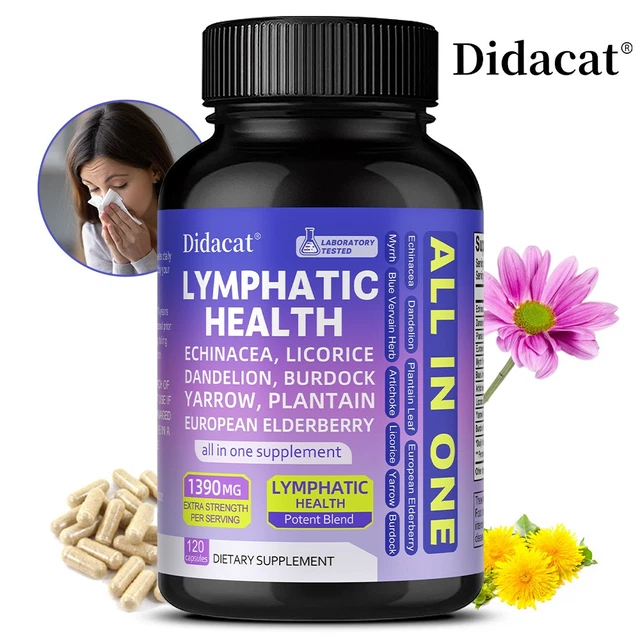LYMPHATIC SYSTEM HEALTH Capsules - Stimulate Immune Cell Activity - 120 ...