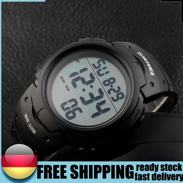 ELECTRONIC SIMPLE ARMY Watch with LED Back Ligh/Alarm/Date Men Students ...