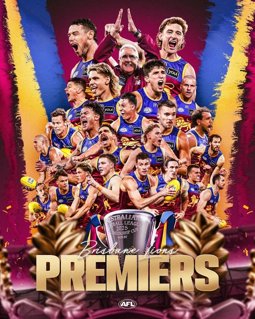 2025 BRISBANE LIONS PREMIERS AFL FOOTBALL TEAM 590mm POSTER,bargain,2 ...