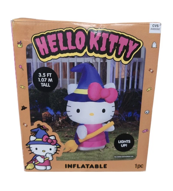 HELLO KITTY HALLOWEEN Inflatable New 2025 Hott! Lights Up Witch Purple ...