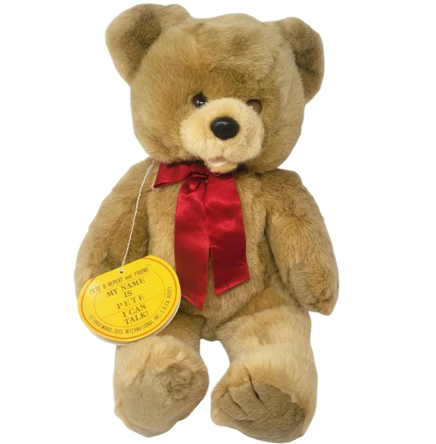 VTG 1985 MARS Toys Pete Repeat Brown 19" Plush Teddy Bear w/ Sound Box ...