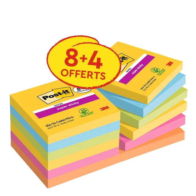 POST-IT SUPER STICKY Notes Carnival Color Collection,Value Pack of 8 ...