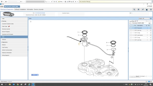 GENUINE VOLVO IN Tank Fuel Pump Diesel 31372903 + Wiring must also fit ...