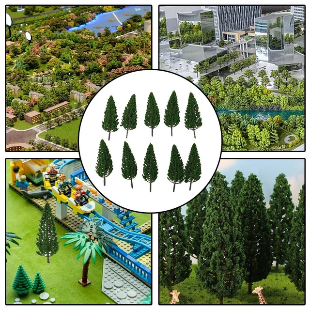 10PCS REALISTIC GREEN Pine Trees for Model Railway Layout 11cm SL16059 ...