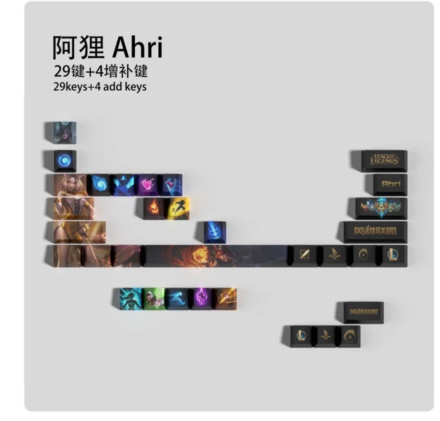LEAGUE OF LEGENDS Ahri Keycaps 29 Set | OEM Profile | Gaming | Anime ...