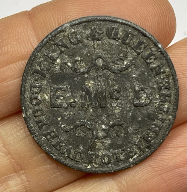 KING & QUEEN Dock Head Rotherhithe 1/2D Half Penny Token - Shipyard £0. ...