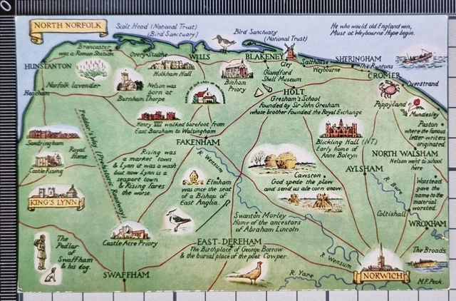 POSTCARD NORTH NORFOLK Map $17.39 - PicClick AU