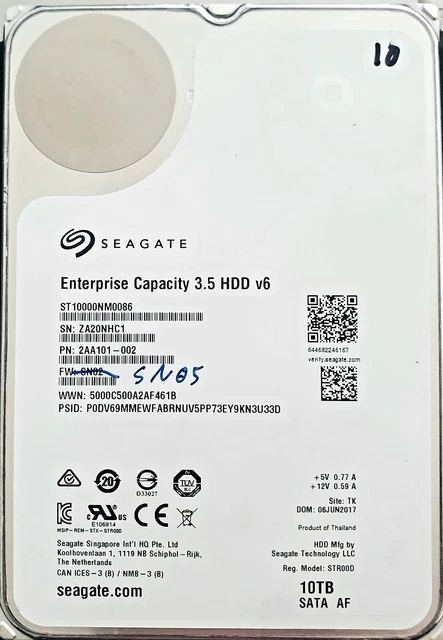 DISQUE DUR SEAGATE ST10000NM0086 Enterprise 10 To Exos X10 256 Mo SATA ...