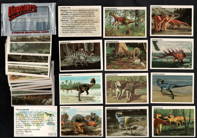 JURASSIC &amp; TRIASSIC Dinosaurs &amp; Prehistoric Animals Rare Full 50 Card ...