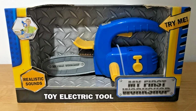 MY FIRST WORKSHOP Pretend Chainsaw Toy Kids Construction Tool Battery ...