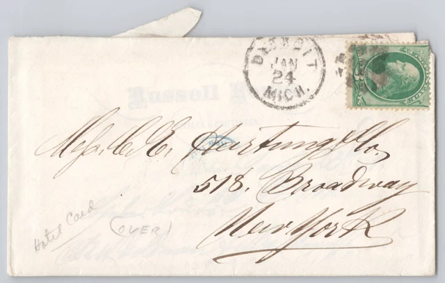 DETROIT, MICHIGAN RUSSELL'S envelope addressed, 1c Franklin stamp ...