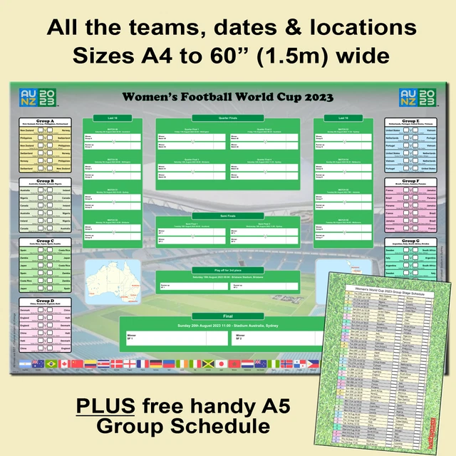 FIFA WOMEN'S FOOTBALL World Cup 2023 planner poster wall chart - sizes ...